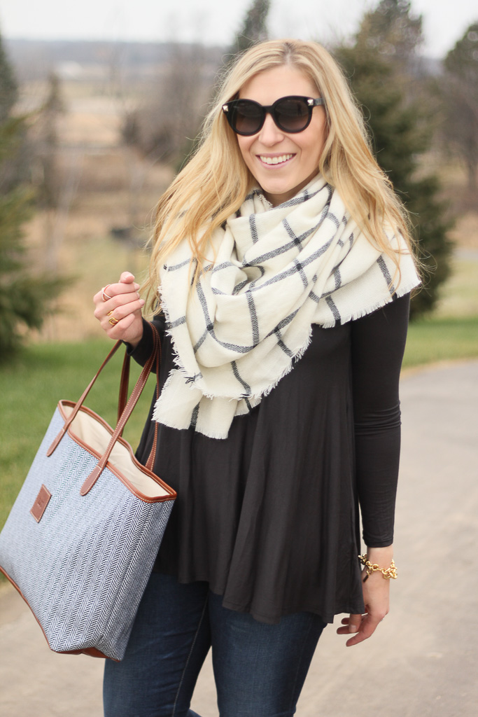 Windowpane Scarf... - Pink and Navy StripesPink and Navy Stripes